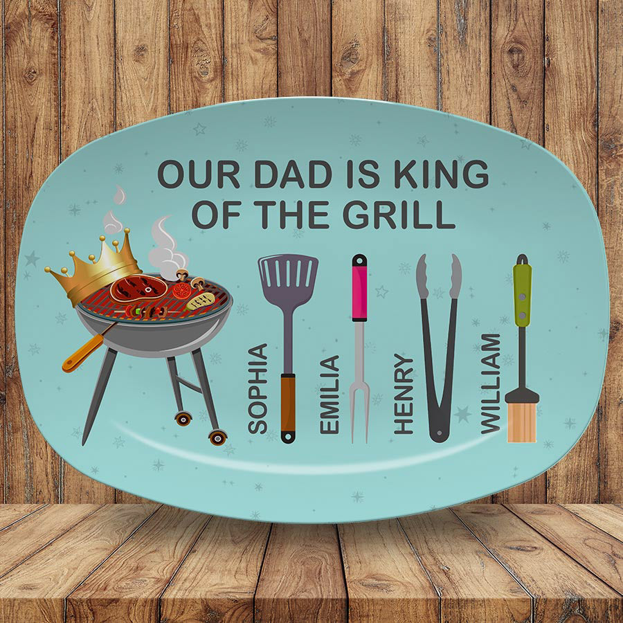 Father’S Day Grill Plate | Personalized Gifts For Dad | Our Dad Is King ...