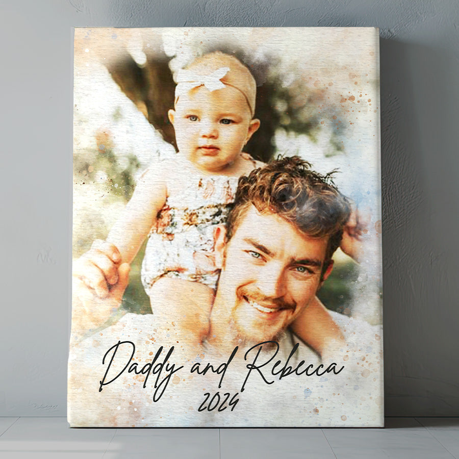 First Fathers Day Portrait Watercolor | 1St Time Fathers Day Gift ...
