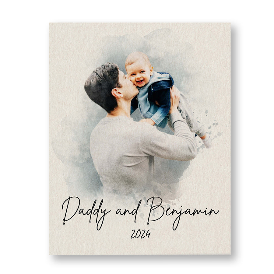 First Fathers Day Portrait Watercolor | First Fathers Day Gift ...