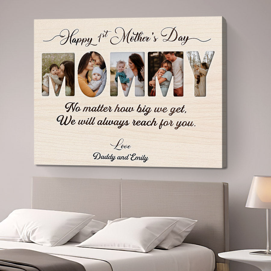 First Mother’S Day Gift | Mommy Photo Collage Mother’S Day Canvas Art ...