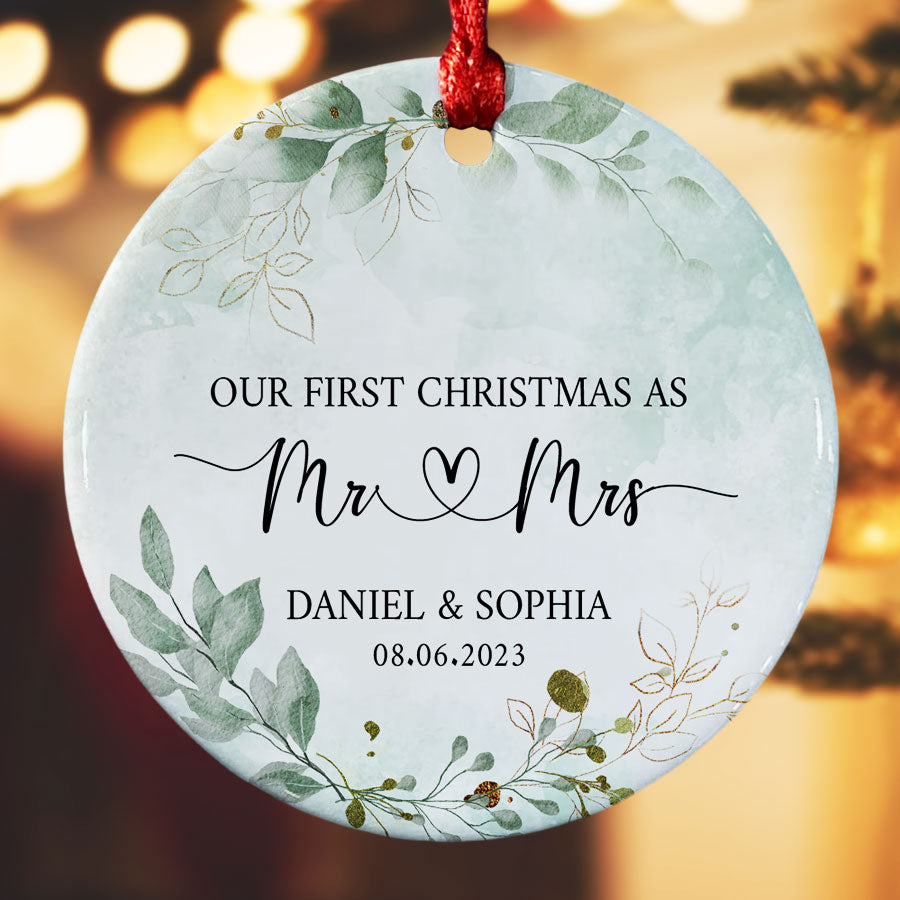 First Year Married Ornament | 2023 Wedding Ornaments | Ceramic Ornament ...