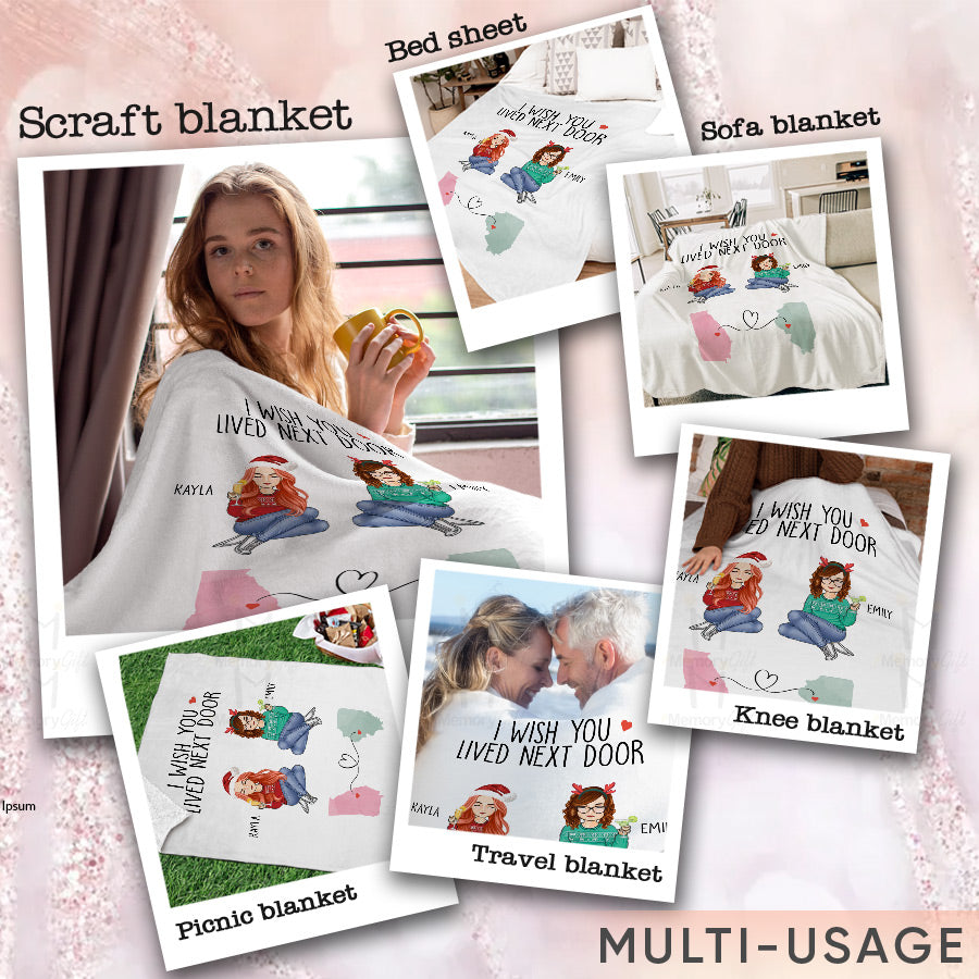 I Wish You Lived Next Door Blanket | Best Friend Throw Blankets ...