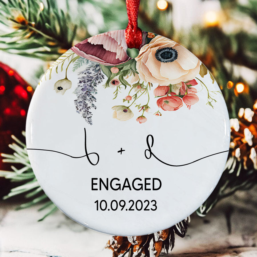 Just Engaged Ornament | White Ceramic Ornaments | Custom Engaged 2023 ...