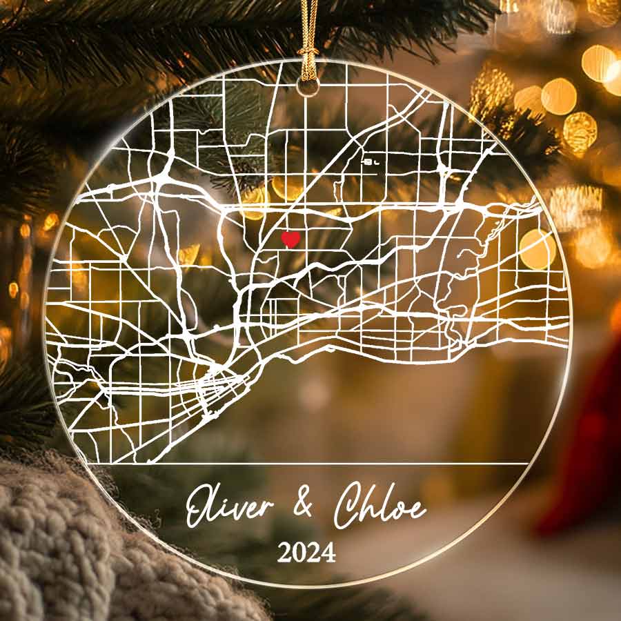 Personalized Wedding Ornaments | Custom Map Ornament | Circle Acrylic ...