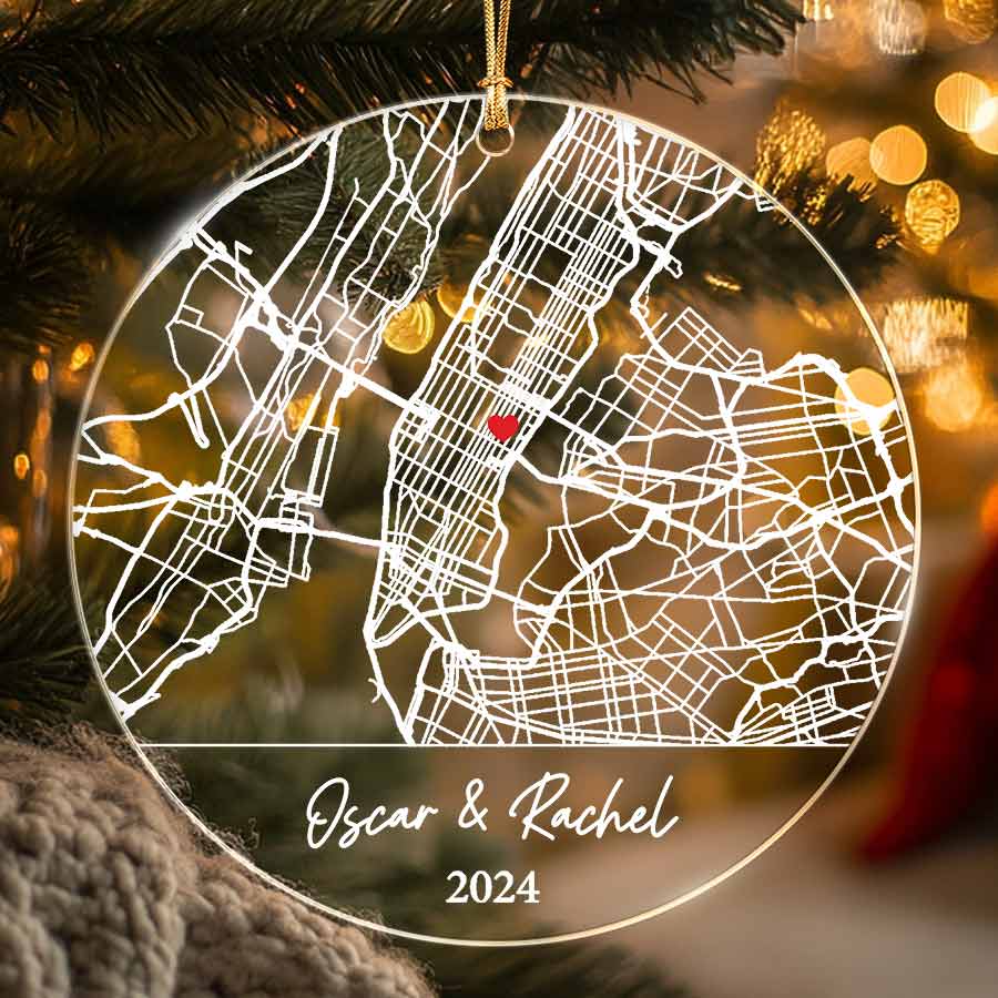 Personalized Wedding Ornaments | Custom Map Acrylic Ornament | Circle ...