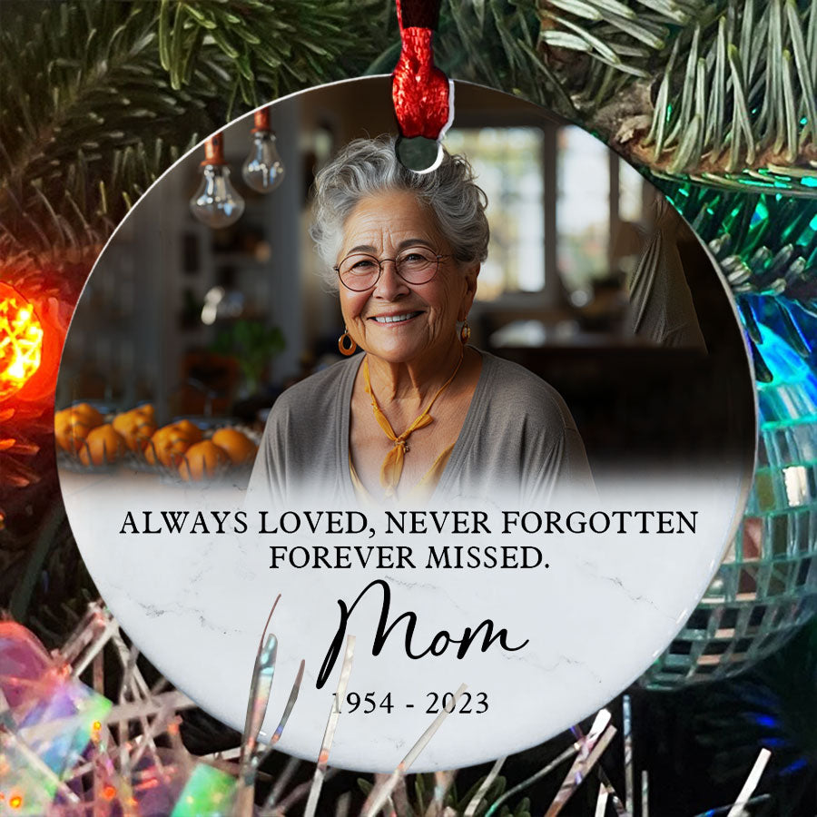 Memorial Ornaments Mom | In Memory Photo Ornament | Never Forgotten ...