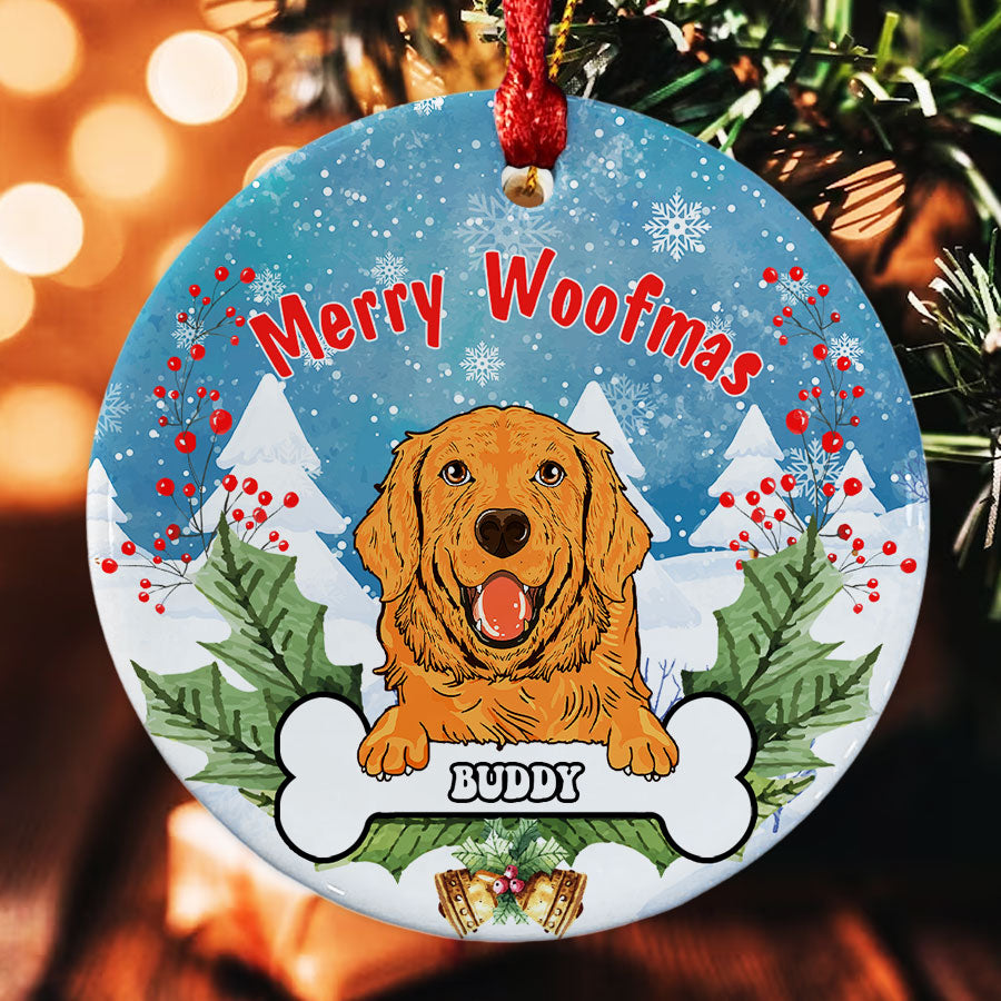 Merry Woofmas Ornament | Personalized Dog Christmas Ornaments | Custom ...