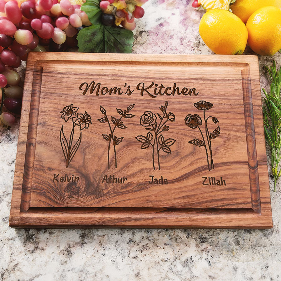 Mom’s Kitchen Cutting Board | Mom Garden Gifts | Customized Wood ...
