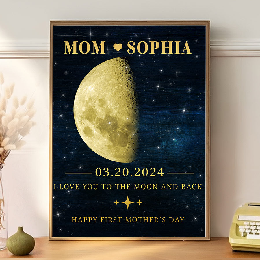 Mother'S Day Gifts For First Time Moms | Moon Phase Wall Art Canvas ...