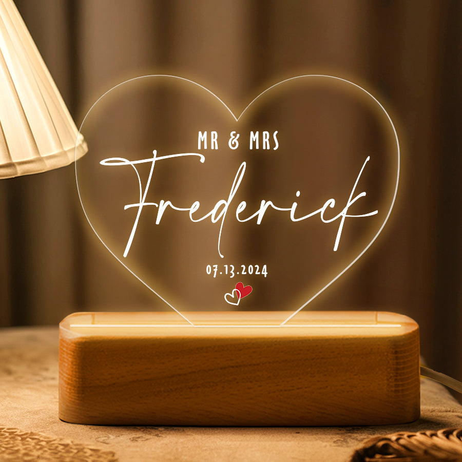 Mr And Mrs Night Light | Custom Mr And Ms Plaque | Newly Wed Gift With ...