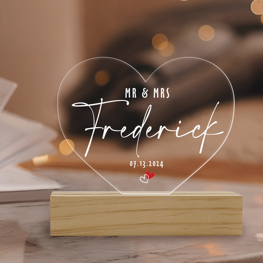 Mr And Mrs Night Light | Custom Mr And Ms Plaque | Newly Wed Gift With ...