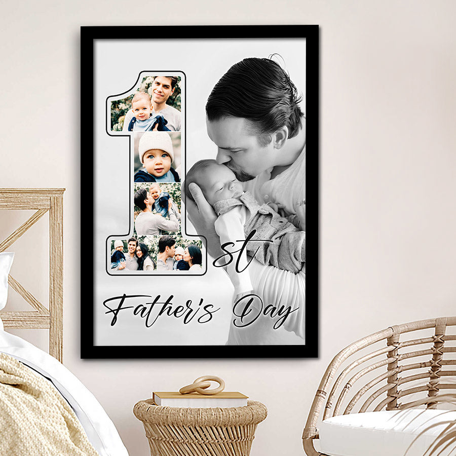 New Father Gifts | Custom Dad Photo Collage Canvas Prints | 1St Fathers ...