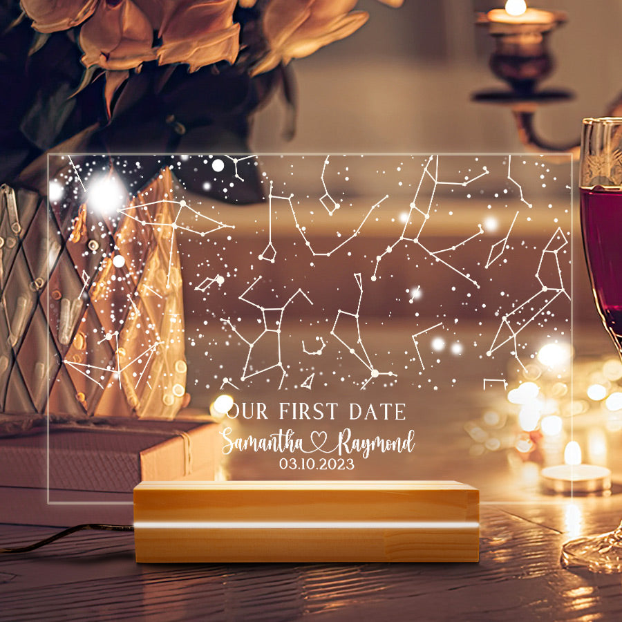 Our First Date Anniversary Gift | Custom Map Acrylic Plaque ...