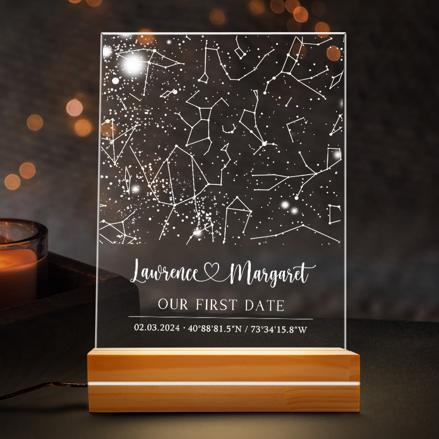 Our First Date Starmap Anniversary Gift | Custom Map Acrylic Plaque ...