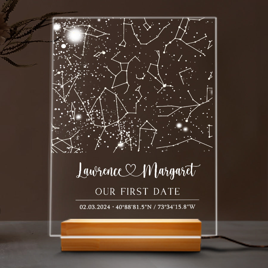 Our First Date Starmap Anniversary Gift | Custom Map Acrylic Plaque ...