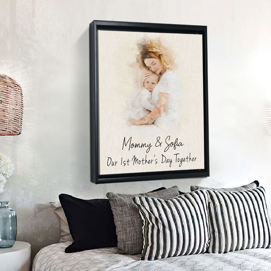 Personalized Gifts For New Mom | Watercolor Photo Canvas For 1St Mother ...