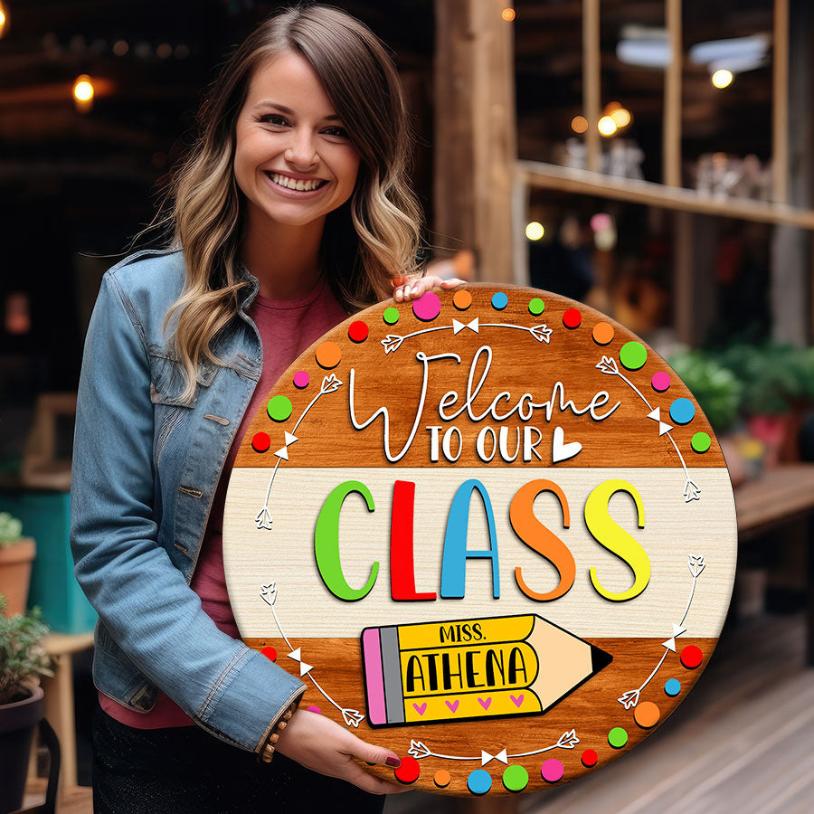 Welcome To Classroom Sign For Door | Gifts For New Teacher | Wooden ...