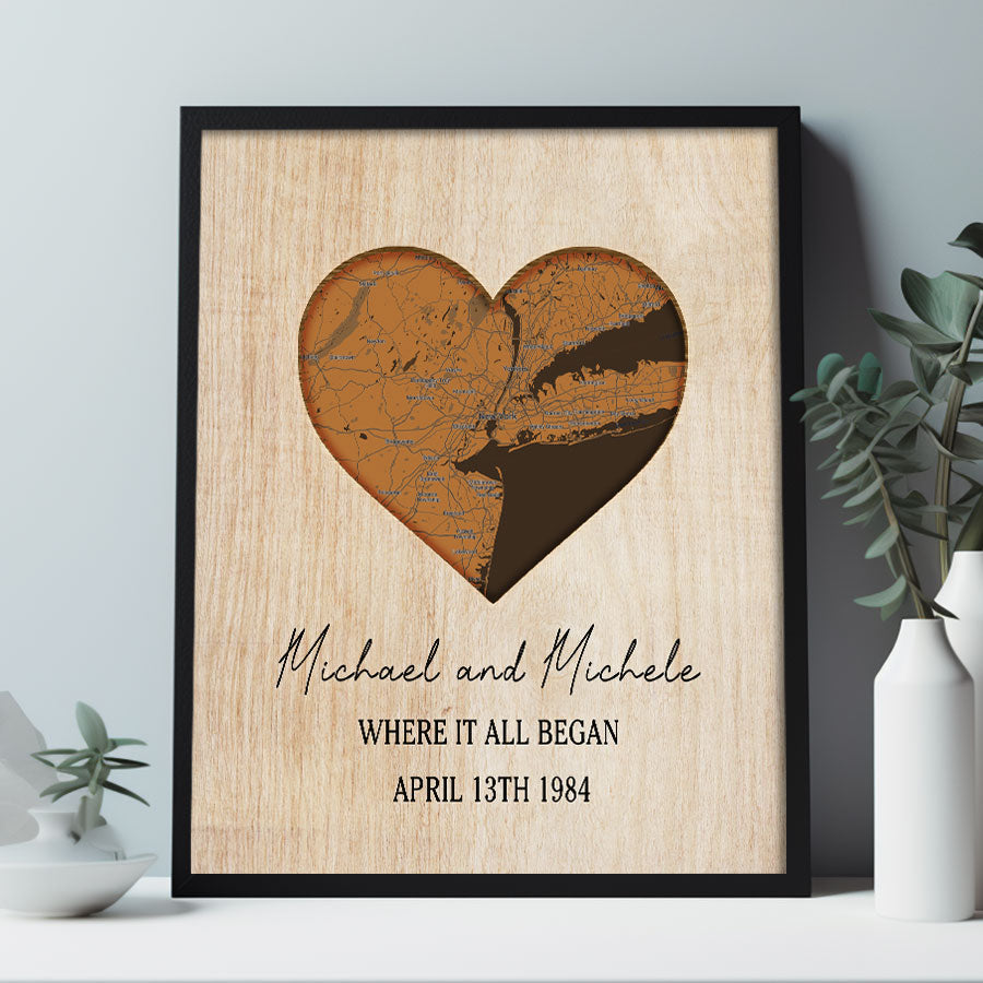 Where It All Began Map Poster | 5Th Anniversary Gift For Him | Fifth ...