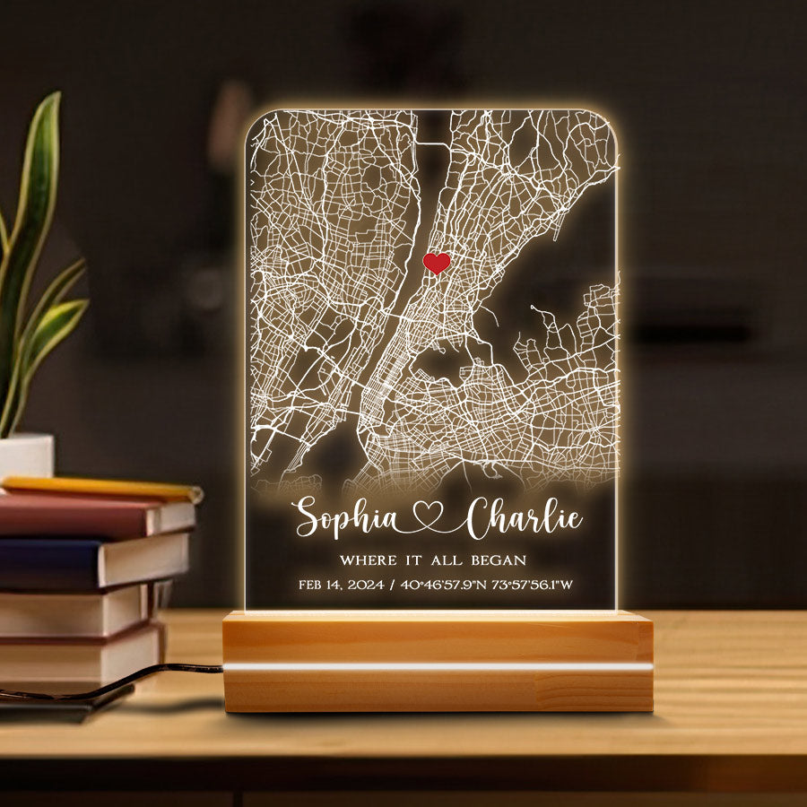 Where It All Began Plaque | 1 Year Anniversary Gift | Map Plaque First ...