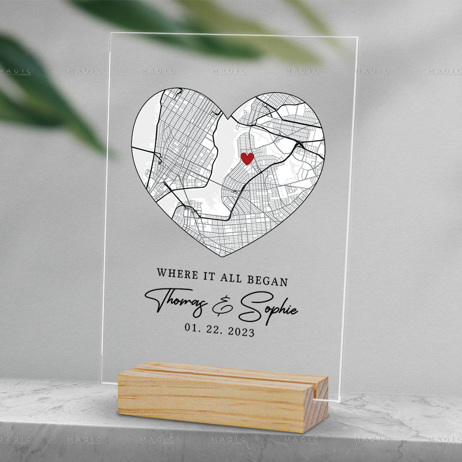 30th Anniversary Wedding Gift | Custom City Map Acrylic Plaques - Magic ...