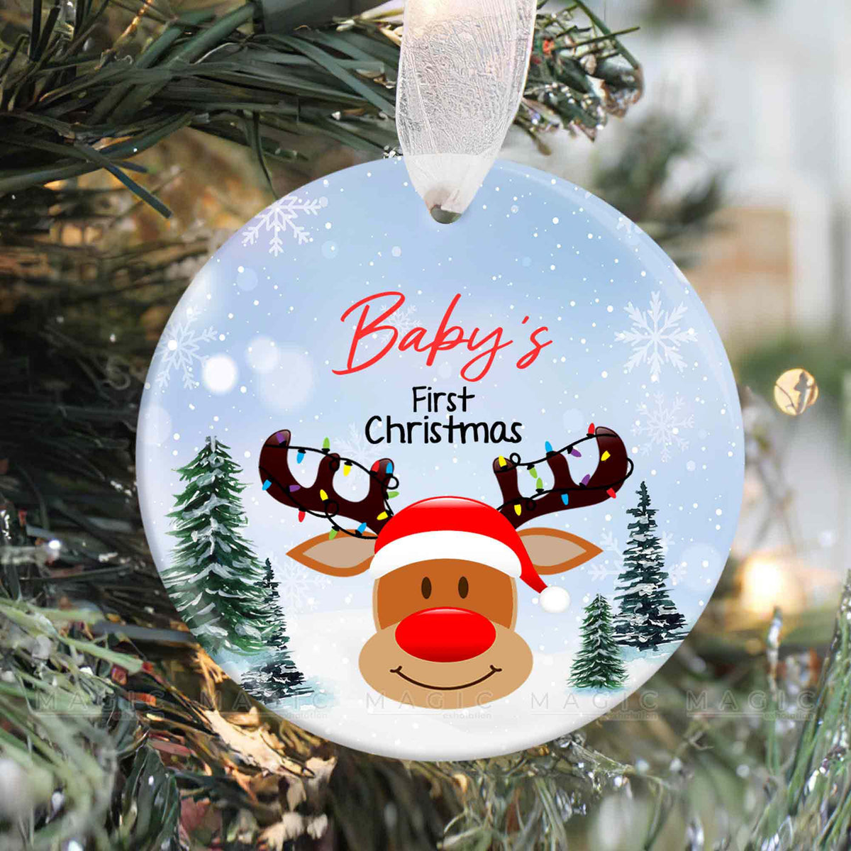 Babys First Christmas Ornament, Reindeer Red Nose 1st Christmas ...