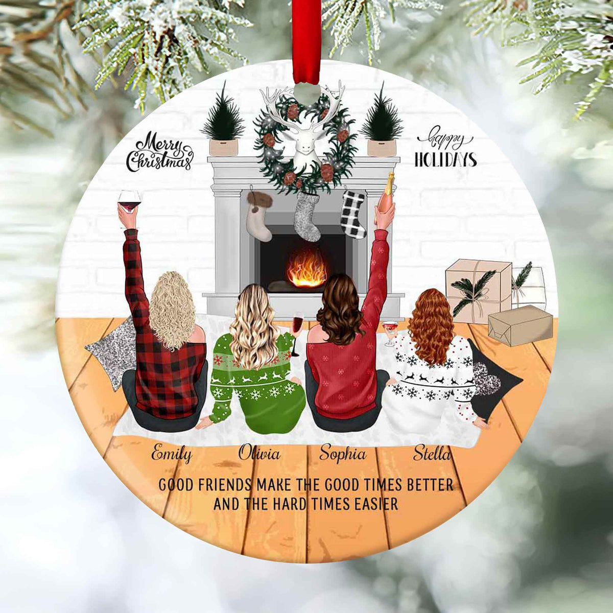 Friend Christmas Ornament Best - Double Sided Ceramic Friendship Tree ...