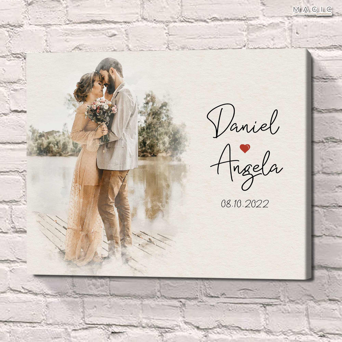 Couple Portrait First Anniversary Gifts Canvas, 1st Year Wedding ...