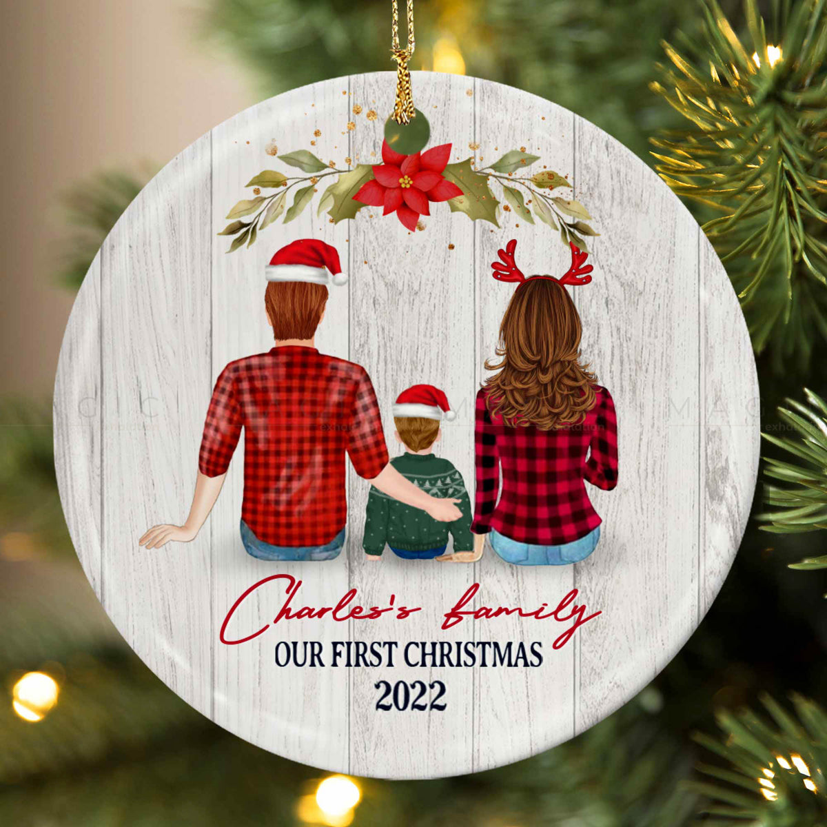 First Family Christmas Ornament | Custom Christmas Decoration | Ceramic ...