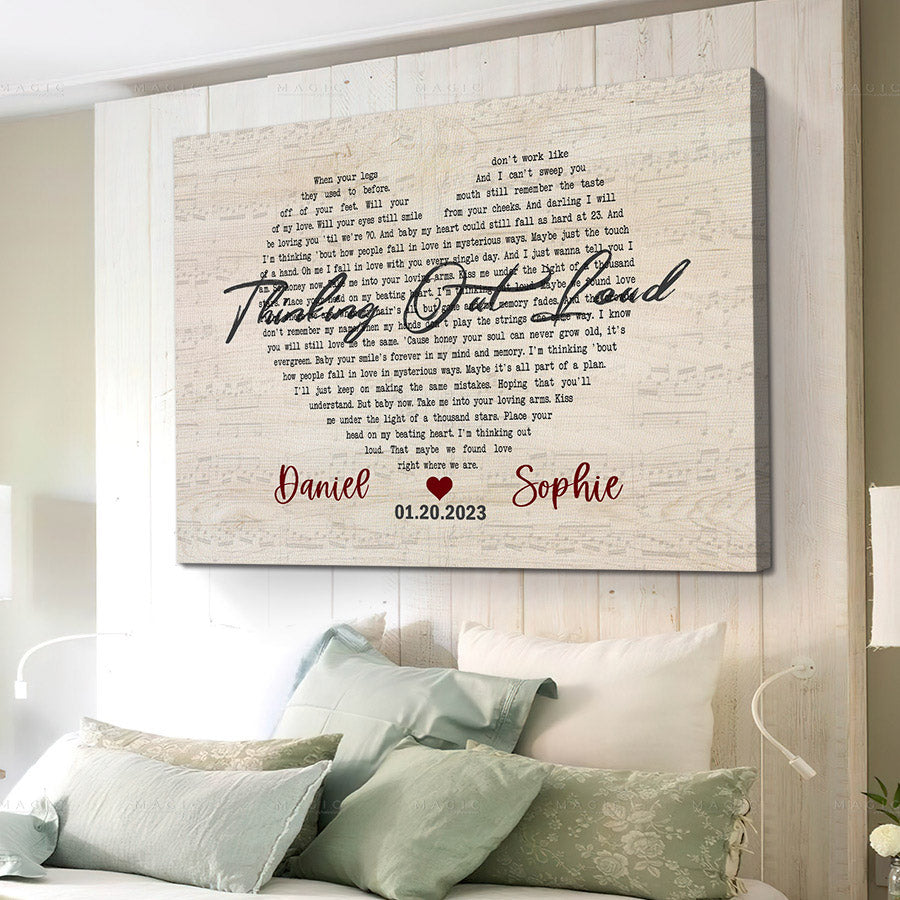 Heart Shaped Song Lyrics Canvas | Personalized Valentines Day Gifts ...