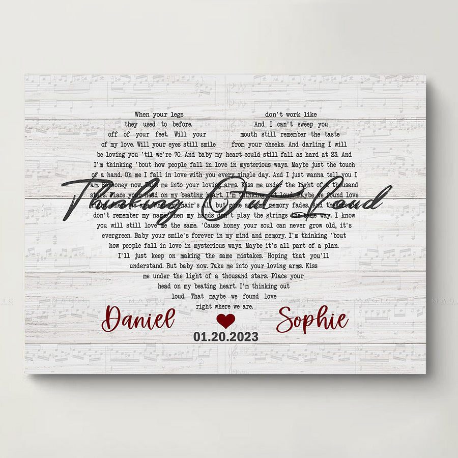 Heart Shaped Song Lyrics Canvas | Personalized Valentines Day Gifts ...
