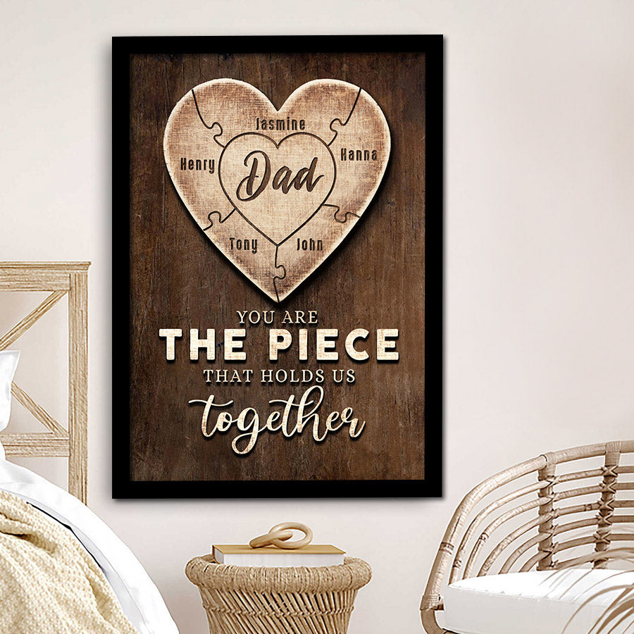 Canvas For Dad | Custom Gifts For Dad | Heart Puzzle Father'S Day Gift ...