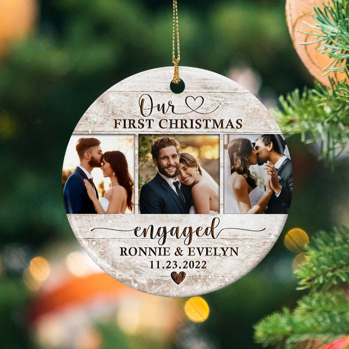 Our First Christmas Engaged Ornament, Custom Photo Just Engaged Gifts ...