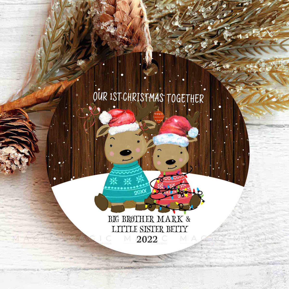 Our First Christmas Together Ornament, Persoanlized Reindeer Christmas ...