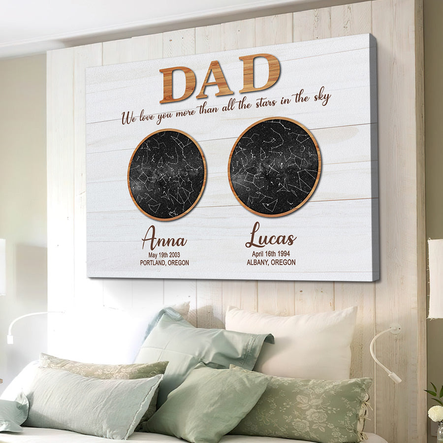 Fathers Day Wall Art | Custom Father’S Day Gift | Custom Night Sky Star ...