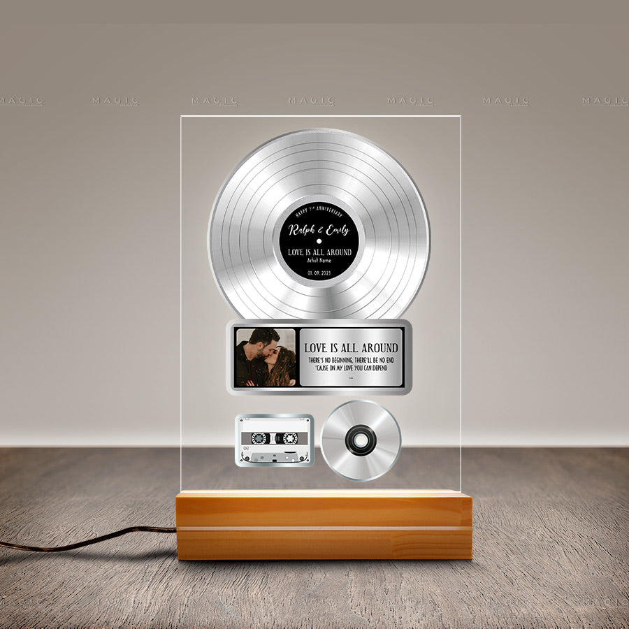 Custom Valentines Gift Song Plaque for Couples | Silver Vinyl Record ...